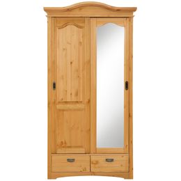 Schiebetürenschrank Home Affaire "Konrad" Schränke Gr. B/H/T: 111 cm x 207 cm x 64 cm, 2 St., beige (natur) Breite 111 cm, aus massiver, FSC-zertifizierter Kiefer