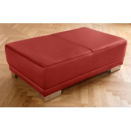 Polsterhocker 3C CANDY "Menorca", rot, B:130cm H:45cm T:80cm, Hocker, Polsterhocker, Bezug Dickleder, passend zum Ecksofa