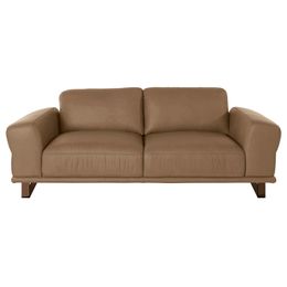 2,5-Sitzer W.Schillig "montanaa", braun (fango z69), B:212cm H:78cm T:94cm, Sofas, mit Metallkufen in Bronze pulverbeschichtet, Breite 212 cm