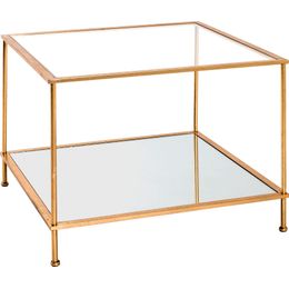 Beistelltisch HAKU Tische Gr. B/H/T: 60cm x 45cm x 60cm, goldfarben (goldfarben + sicherheitsklarglas)