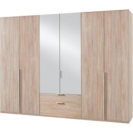 Kleiderschrank wimex "New York" Schränke Gr. B/H/T: 270 cm x 208 cm x 58 cm, 6 St., braun (struktureichefarben hell, spiegel) mit Spiegeltür