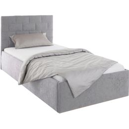 Polsterbett, grau, B:110cm H:98cm L:210cm, Bezug Bett: 100% Polyester;Bonnell-Federkernmatratze: 51% Polypropylen, 39% Polyester, 10% Baumwolle;Kaltschaummatratze: 100% Polyester, Bezug abnehm- und waschbar bis 60C, Westfalia Schlafkomfort, Betten, inkl. Bettkasten bei Ausführung mit Matratze