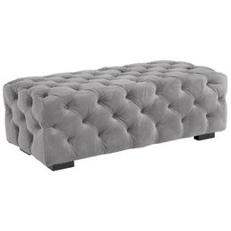 Guido Maria Kretschmer Home & Living Polsterhocker GUIDO MARIA KRETSCHMER HOME&LIVING "Kalina" Hocker Gr. T: 55 cm, Samtvelours, grau mit klassischer Chesterfield-Knopfheftung