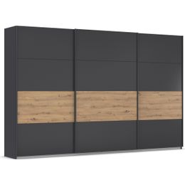 Schwebetürenschrank Rauch "Schwebetürenschrank Kleiderschrank Schrank Garderobe CORTONA" Schränke Gr. B/H/T: 360 cm x 229 cm x 62 cm, 3 St., grau (graumetallic, eiche artisan) inkl. Inneneinteilung, 2 Stoffboxen und zusätzlichen Einlegeböden