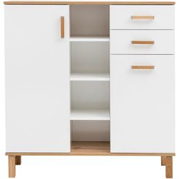 Schuhkommode Schildmeyer "Padua" Sideboards Gr. B/H/T: 105,6 cm x 114,5 cm x 35 cm, weiß (weiß glanz, eichefarben landhaus, glanz)