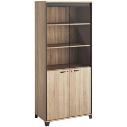 Aktenschrank GAMI "MAMBO" Schränke Gr. B/H/T: 80 cm x 187 cm x 46 cm, 4 St., braun (eiche sonoma) 2 Holztüren, Glastüren