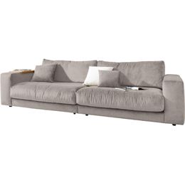 Big-Sofa 3C CANDY "Enisa II", grau (light, grau), B:290cm H:86cm T:127cm, 100% Polyester, Sofas, Big-Sofa, incl. 1 Flatterkissen, Wahlweise mit Flecken-Schutz-Bezug Easy care