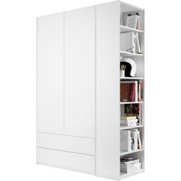 Müllermöbel Kleiderschrank MÜLLER SMALL LIVING "Modular Plus Variante 1" Schränke Gr. H/T: 221 cm x 60 cm, 2 St., weiß 2 geräumige Schubladen, Anbauregal links oder rechts montierbar