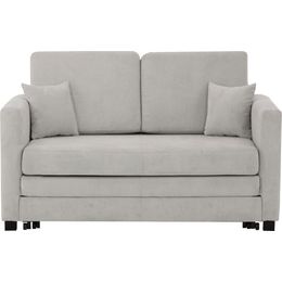 2-Sitzer Home Affaire "Mexico", grau (hellgrau), B:140cm H:87cm T:83cm, Sofas, mit ausziehbarer Schlaffunktion
