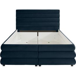 Polsterbett "Maylis", blau, B:152cm L:211cm, 100% Polyester, LeGer Home by Lena Gercke, Betten, Polsterbett ohne Bettkasten Polsterbett, wahlweise mit und ohne Matratze und Lattenrost, auch in 200cm Breite