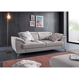 Sit & More 2,5-Sitzer SIT & MORE "Percy", grau, B:207cm H:80cm T:112cm, Sofas, 15 cm Fu&szlig;h&ouml;he, Sitztiefenverstellung, wahlweise Kopfteilverstellung