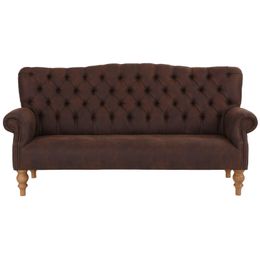 Chesterfield-Sofa Home Affaire "Lord", braun, B:188cm H:93cm T:84cm, Struktur fein (100% Polyester);Luxus-Microfaser Lederoptik (100% Polyester), Sofas, mit echter Chesterfield-Knopfheftung und Ziernägeln