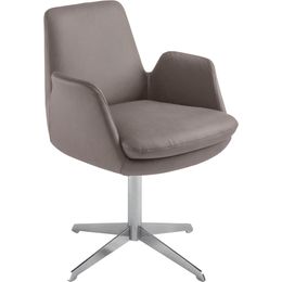 K+w Komfort & Wohnen Drehstuhl K+W KOMFORT & WOHNEN "Cube", braun (sattel 77, edelstahloptik), B:63cm H:84cm T:65cm, Stühle, Drehstuhl Esszimmerstuhl, Rückholfunktion, Untergestell Edelstahloptik