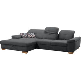 Ecksofa Alina "Nadira", grau (dunkelgrau gcp 129), B:297cm H:91cm T:199cm, Struktur fein XBO (90% Polyester, 10% Polyamide);Chenille GCP (100% Polyester), Sofas, Ecksofa, wahlweise mit Bettfunktion und Stauraum