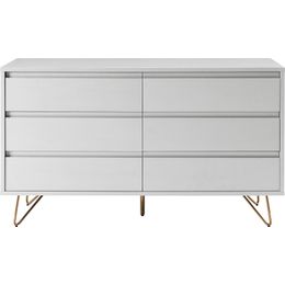 Kommode Salesfever Sideboards Gr. B/H/T: 120 cm x 70 cm x 40 cm, Weiß/Gold, 6 St., weiß (weiß, gold) Haarnadelbeine aus Metall mit Messinglegierung