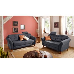 2-Sitzer Home Affaire "Trondheim", grau (anthrazit), B:163cm H:89cm T:90cm, Luxus-Microfaser Lederoptik (100% Polyester);Struktur weich ( 97% Polyester, 3% Baumwolle);Luxus-Microfaser ALTARA NUBUCK (100% Polyester), Sofas, mit Federkern, Knopfheftung im R&uuml;cken