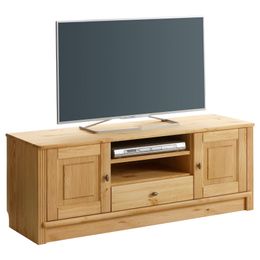 TV-Board Home Affaire "Soeren" Sideboards Gr. B/H/T: 131cm x 48cm x 42cm, beige (gelaugt/geölt) aus massiver Kiefer, Breite 131 cm, stilvolles Design