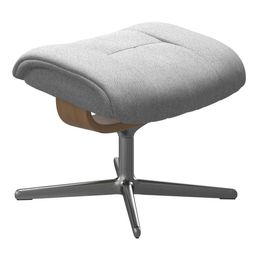 Fußhocker stressless "Mayfair" Hocker Gr. B/H/T: 55 cm x 41 cm x 39 cm, ROHLEDER Stoff Q2 FARON, Cross Base Eiche, grau (light grey q2 faron) mit Cross Base, Größe S, M & L, Holzakzent Eiche