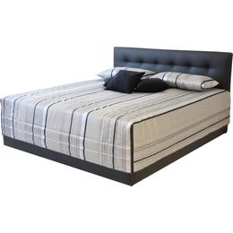 Polsterbett "Ravenna", schwarz, B:170cm, Bezug Bett: Kunstleder;Bonnell-Federkernmatratze: Frottee (100% Polyester);Kaltschaummatratze: 100% Polyester, Bezug abnehm- und waschbar bis 60C;Tagesdecke: Microfaser (100% Polyester), Westfalia Schlafkomfort, Betten, inkl. Bettkasten bei Ausführung mit Matratze