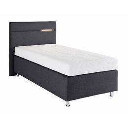 Boxspringbett, grau (strukturstoff anthrazit), mit LED-Beleuchtung, Liegefl&auml;che B/L: 100cm x 200cm, H2 + H2, 7-Zonen-Kaltschaummatratze, Bezug Unterbox und Kopfteil: Strukturstoff (77% Polyester und 23% Viskose);Bezug Obermatratze 100% Polyester, waschbar bis 60C, Westfalia Schlafkomfort, Komplettbetten, Boxspringbett, wahlweise mit LED-Beleuchtung