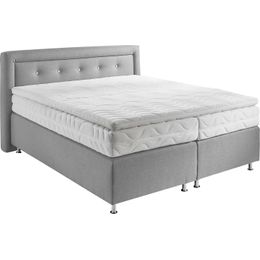 Boxspringbett, grau, B:195cm L:210cm, Bezug: Feinstruktur 100% Polyester, Westfalia Schlafkomfort, Komplettbetten, Boxspringbett, wahlweise mit Topper