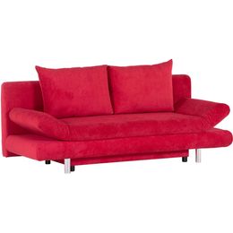 Schlafsofa GUTMANN FACTORY, rot, B:194cm H:73cm T:91cm, 100% Polyester, Sofas, Schlafsofa