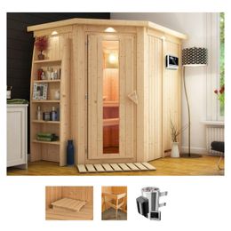 Karibu Sauna "Cellin" Saunen 3,6-kW-Plug & Play Ofen mit ext. Steuerung beige (naturbelassen)