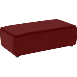 Hocker W.Schillig "around-the-block" Gr. B/H/T: 120 cm x 39 cm x 60 cm, Longlife Xtra-Leder Z59, rot (ruby red z59) mit eleganter Biese