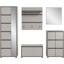 Garderoben-Set Inosign "Skygge" Kastenmöbel-Sets Gr. B/H/T: 245 cm x 196 cm x 37 cm, grau (grau, schw) Garderobenmöbel, Flurgarderobe