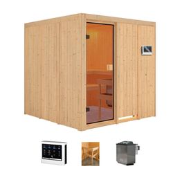 Welltime Sauna "Mars" Saunen 9 kW-Bio-Ofen mit ext. Steuerung beige (naturbelassen) Saunen