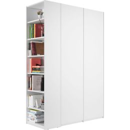 Müllermöbel Drehtürenschrank MÜLLER SMALL LIVING "Modular Plus Variante 7" Schränke Gr. B/H/T: 154,1 cm x 221,4 cm x 60,5 cm, 2 St., Basisausführung, weiß Anbauelement, inklusive links oder rechts montierbarem Seitenregal