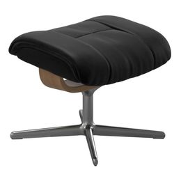 Fußhocker stressless "Mayfair" Hocker Gr. B/H/T: 55 cm x 41 cm x 39 cm, Leder BATICK, Cross Base Eiche, schwarz (black batick) mit Cross Base, Größe S, M & L, Holzakzent Eiche