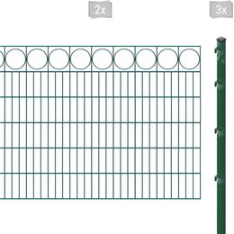 Arvotec Doppelstabmattenzaun "ESSENTIAL 120 zum Einbetonieren "Ring" mit Zierleiste" Zaunelemente Zaunhöhe 120 cm, Zaunlänge 2 - 60 m Gr. H/L: 120cm x 4 m, Pfosten: 3 St., grün (dunkelgrün)