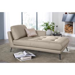 Chaiselongue W.Schillig "softy" Sofas Gr. B/H/T: 106 cm x 79 cm x 168 cm, Longlife Xtra-Leder Z59, Armlehne rechts, grau (eisgrau z59) mit dekorativer Heftung im Sitz, Füße schwarz pulverbeschichtet