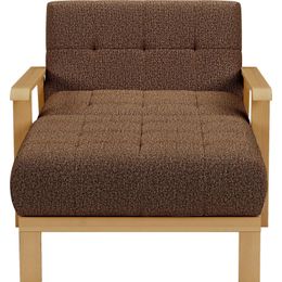 Sit & More Recamiere SIT & MORE "Billund", rosa (kupfer), B:109cm H:88cm T:185cm, 100% Polyester, Sofas, Armlehnen aus eichefarbigem Buchenholz, verschiedene Bezüge und Farben