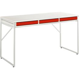 Schreibtisch HAMMEL FURNITURE "Mistral Bürotisch, Arbeitstisch, Tisch, Computertisch" Tische Gr. B/H/T: 137,4cm x 75cm x 60cm, rot mit Gestell, B: 137,4 cm, Designmöbel