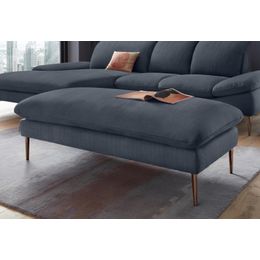 Hocker W.Schillig "enjoy&MORE", blau (marine r66), B:151cm H:45cm T:71cm, Chenille-Flachgewebe R66 (85% Polyester, 15% Nylon), Longlife Xtra-Leder Z59: Glattleder mit modischer Prägung. Hautstärke 0, 9 - 1, 1 mm, Stoff S37 (100% Polyester), Hocker, Füße bronze pulverbeschichtet, Breite 151 cm