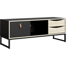 TV-Board Home Affaire "Stubbe" Sideboards Gr. B/H/T: 117,2 cm x 45 cm x 40,0 cm, 3, schwarz 3 Schubladen, Ledergriffe für die größte Schublade, Breite 117,2 cm