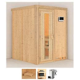 Karibu Sauna "Milaja" Saunen 3,6-kW-Bio-Plug & Play Ofen mit externer Steuerung beige (naturbelassen)