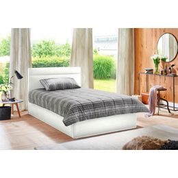 Polsterbett, weiß, B:112cm L:212cm, Bezug Bett: Kunstleder;Bonnell-Federkernmatratze: 51% Polypropylen, 39% Polyester und 10% Baumwolle;Kaltschaummatratze: 100% Polyester, Bezug abnehm- und waschbar bis 60C, Westfalia Schlafkomfort, Betten, inkl. Bettkasten bei Ausführung mit Matratze