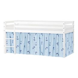 Spielbett Hoppekids "ECO Dream", blau, B:101cm H:105cm L:208cm, Vorhang: 100% Baumwolle, Matratzenbezug: 100% Baumwolle, Matratze: Kaltschaum, Betten, Massivholz, wahlweise in 2 Größen und 4 Farben, Matratze wählbar