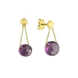 Paar Ohrhänger Celesta "375/- Gelbgold Amethyst" Ohrringe Gr. ONE-SIZE, Gold, gelb (gelb, lila) Damen