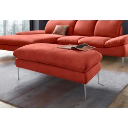 Hocker W.Schillig "enjoy&MORE", rot (marsala s37), B:106cm H:45cm T:71cm, Chenille-Flachgewebe R66 (85% Polyester, 15% Nylon), Longlife Xtra-Leder Z59: Glattleder mit modischer Prägung. Hautstärke 0, 9 - 1, 1 mm, Stoff S37 (100% Polyester), Hocker, Füße Chrom glänzend, Breite 106 cm