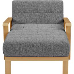 Sit & More Recamiere SIT & MORE "Billund", grau (gray), B:109cm H:88cm T:185cm, 100% Polyester, Sofas, Armlehnen aus eichefarbigem Buchenholz, verschiedene Bezüge und Farben