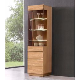 Vitrine Home Affaire Schränke braun (eiche teilmassiv) Höhe 184 cm, Türen aus Massivholz, mit Glaseinsatz