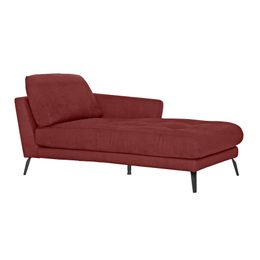 Chaiselongue W.Schillig "softy" Sofas Gr. B/H/T: 106 cm x 79 cm x 168 cm, Chenille-Flachgewebe R66, Armlehne rechts, rot (red r66) mit dekorativer Heftung im Sitz, Füße schwarz pulverbeschichtet