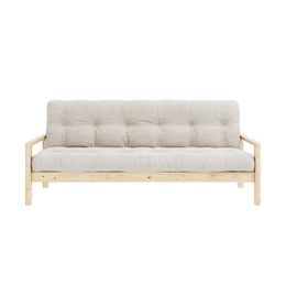 Schlafsofa Karup Design "KNOB", wei&szlig; (ivory), B:205cm H:79cm T:95cm, Matratzenmaterialzusammensetzung: Futonmatratze mit Knopfheftung, H&ouml;he 14 cm, aus recyceleten Mischfasern mit einem Kern aus 4 cm Schaumstoff. Matratzenf&uuml;llung: Baumwoll-Mix-F&uuml;llung 90-95% Baumwolle und 5-10% Polyester. Bezug: 100% Polyester, Sofas, Schlafsofa, mit Futonmatratze, verschiedene Farben, FSC-zertifiziert, Kiefer