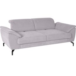 Sit & More 2,5-Sitzer SIT & MORE "Percy", silber, B:207cm T:112cm, Sofas, 15 cm Fu&szlig;h&ouml;he, Sitztiefenverstellung, wahlweise Kopfteilverstellung