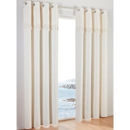 Vorhang HEINE HOME Gardinen Gr. 175 cm, Ösen, Ösen, 135 cm, beige (natur)