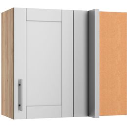 Eckhängeschrank Optifit "Ahus" Schränke Gr. B/H/T: 80 cm x 70,4 cm x 34,9 cm, 1 St., grau (hellgrau matt, wildeiche nachbildung) Küchenhängeschrank Breite 80 x 45 cm